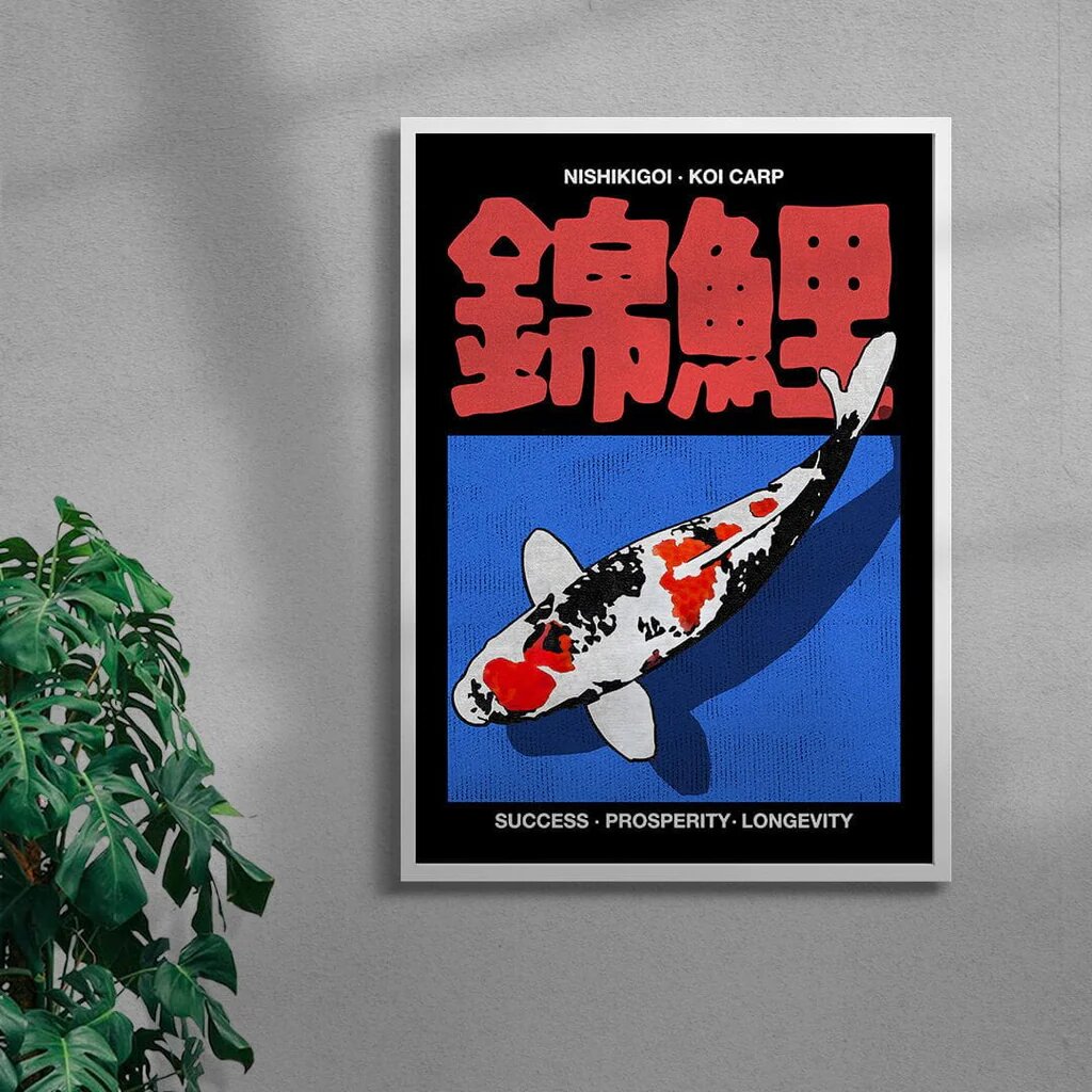 Постер "Carps" Nishikigoi, акварель, абстракционизм, 30х40 см