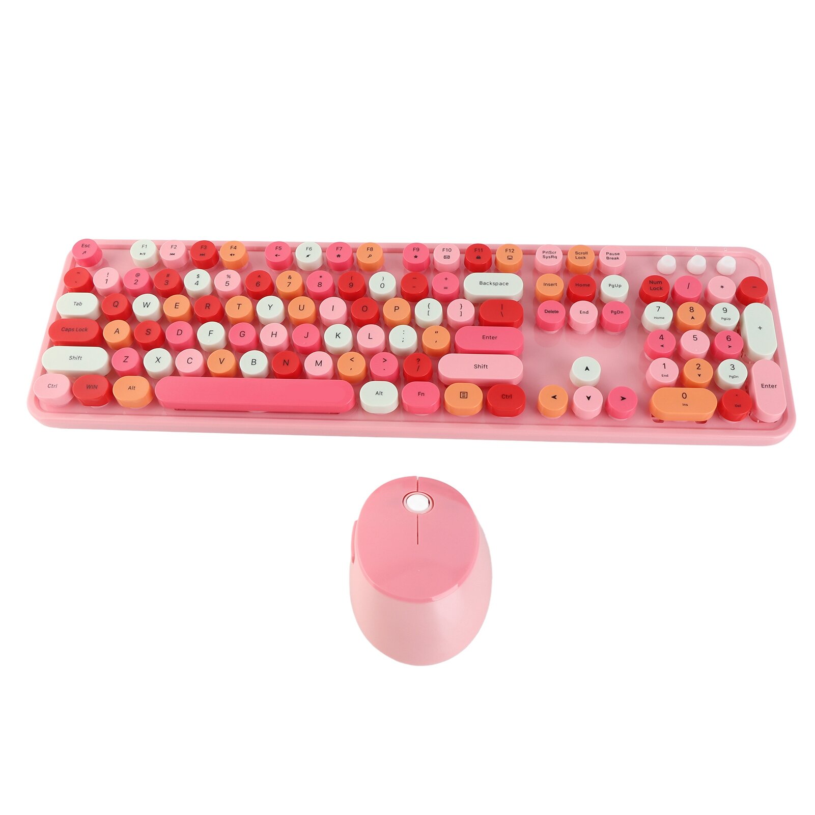 2,4 ГГц беспроводная клавиатура 104 клавиатура и набор мыши Симпатичная клавиатура для компьютера (Couleur Rose Mélangée)