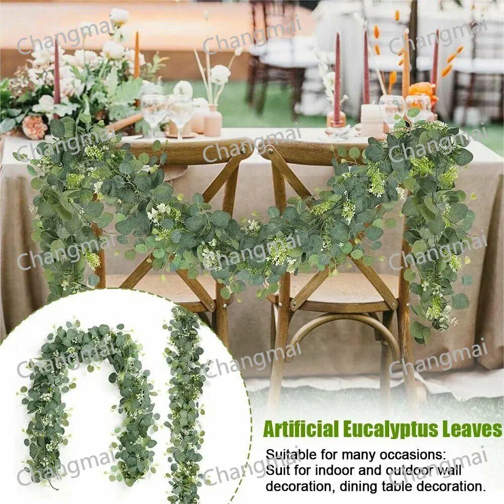 180 см эвкалипт из ротанга искусственный эвкалипт зеленая гирлянда лоза свадебное украшение для дома и вечеринки