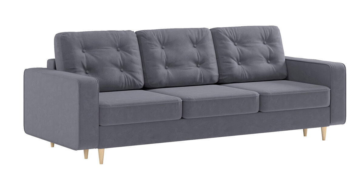 Диван Феличита прямой трехместный, еврокнижка, велюр Velutto 12