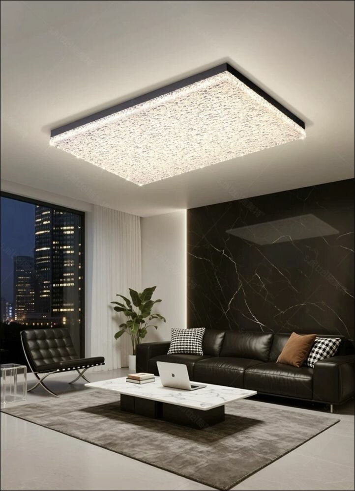 Люстра Cassina XD47CF, светодиодная, пульт ДУ, черный матовый/прозрачный, 120Вт