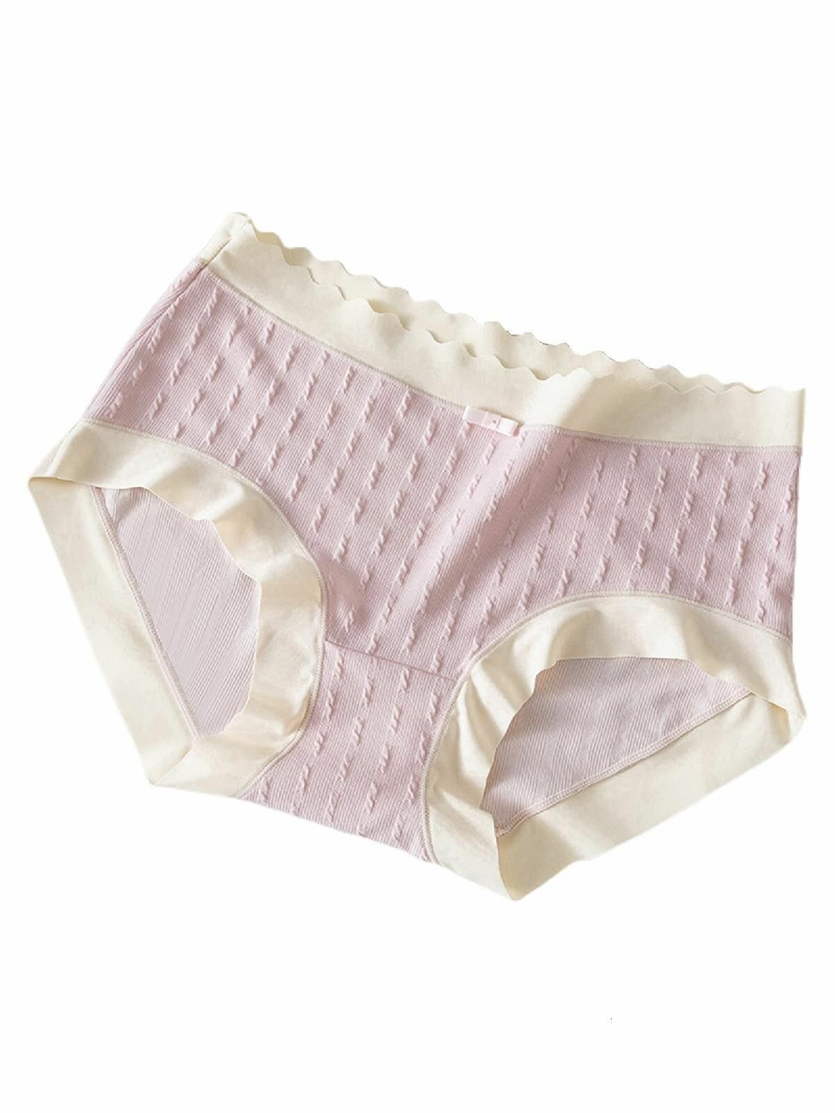 Женские хлопковые трусики с рюшами и бантиками, Розовый - L