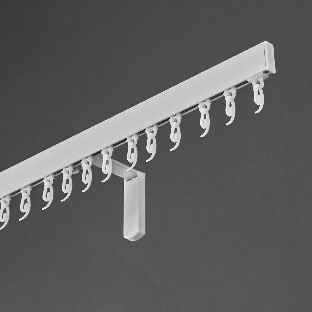 Карниз для штор потолочный и настенный однорядный "Универсал" 150 см, белый, алюминиевый, с кронштейном 6 см, универсальный, для гардин, порошковое окрашивание, RAL 9016.