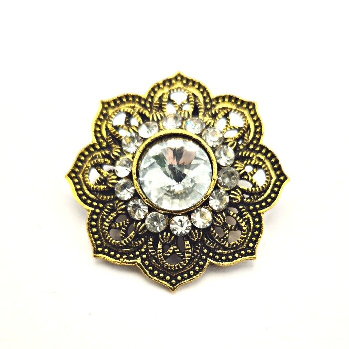 Брошь, бижутерный сплав, 925 проба, фианит