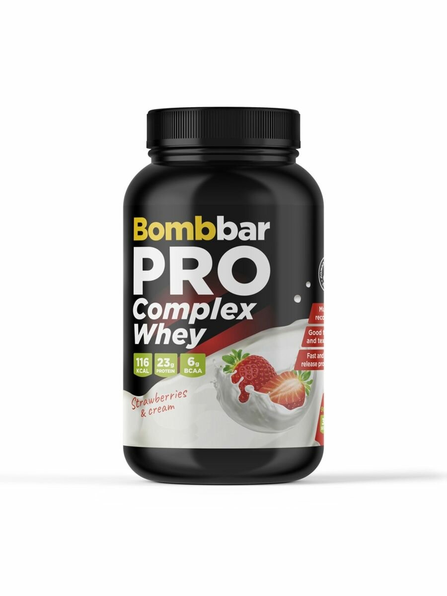 Протеин многокомпонентный Bombbar Pro "Клубника со сливками", 6шт х 900г