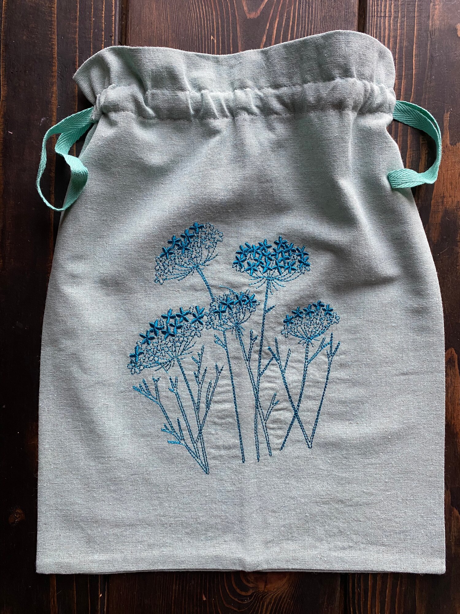 Мешочек для хранения, "Студия Ателье", лен, вышивка, на завязках, 30х37 см