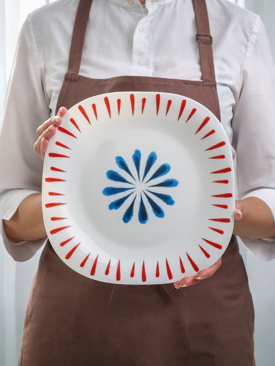 Тарелка обеденная стеклокерамика, 26 см, квадратная, Кассиопея, Daniks