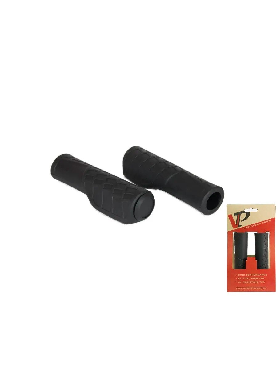 Грипсы VP, термопластичный каучук TRP, 130мм, эргономические, ал фиксаторы на руль -2шт, чер