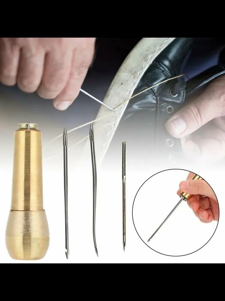 Ручная швейная машина для кожи. Инструменты для шитья кожи, шила, восковые нитки и иглы.