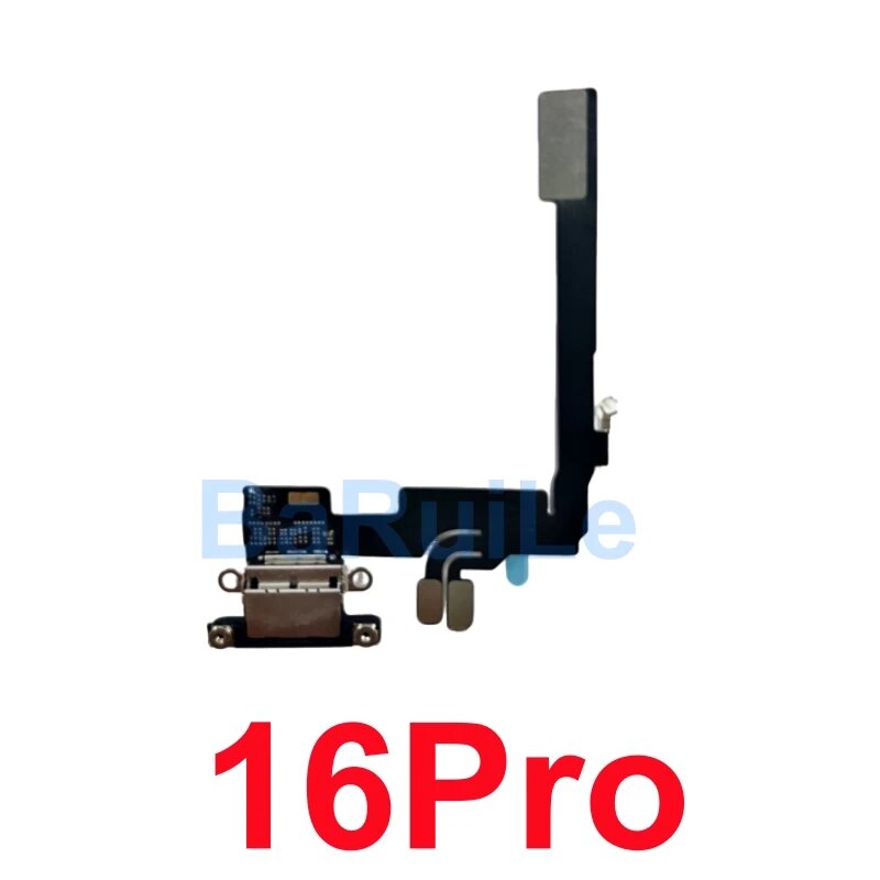 BaRuiLe 1 шт. USB-порт для зарядки, гибкий кабель с микрофоном для iPhone 16 15 Pro Max 14 Plus, разъем для зарядного устройства, док-станции, запасные части For 16Pro