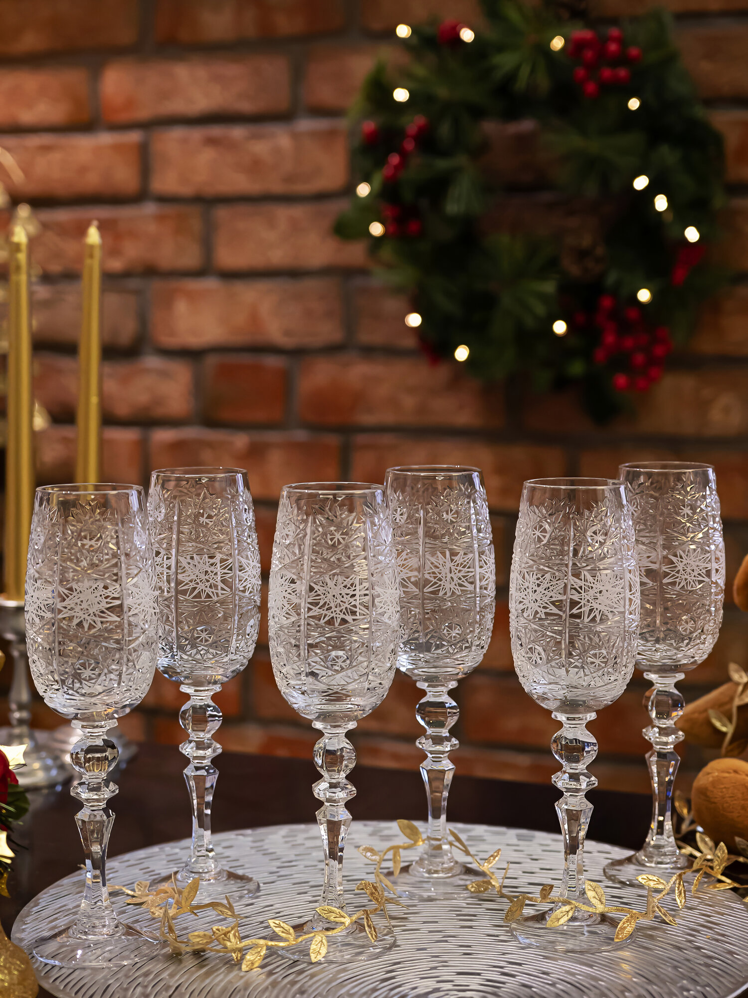 Хрустальные бокалы для шампанского игристых вин, объем 210 мл, набор фужеров 6 шт, Неман 7565 1100/18