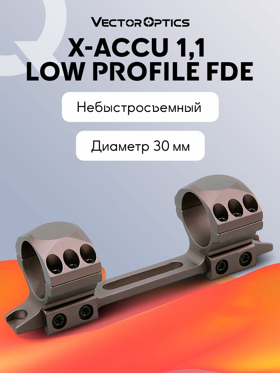 Кронштейн оружейный Vector Optics низкий, 30 мм, база 144 мм, покрытие FDE