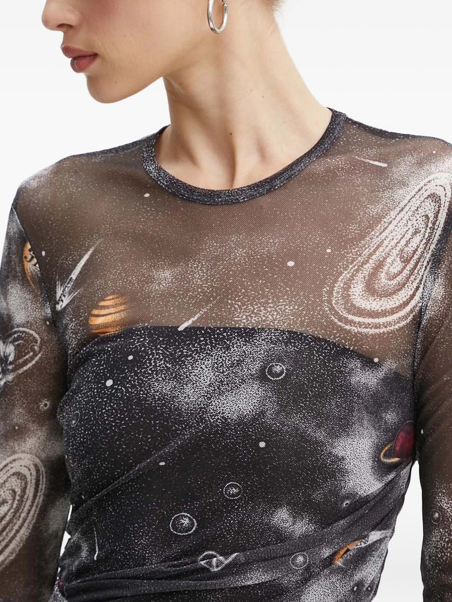 Платье MOSCHINO JEANS Long-sleeve graphic dress, размер 44, черный — фото 1