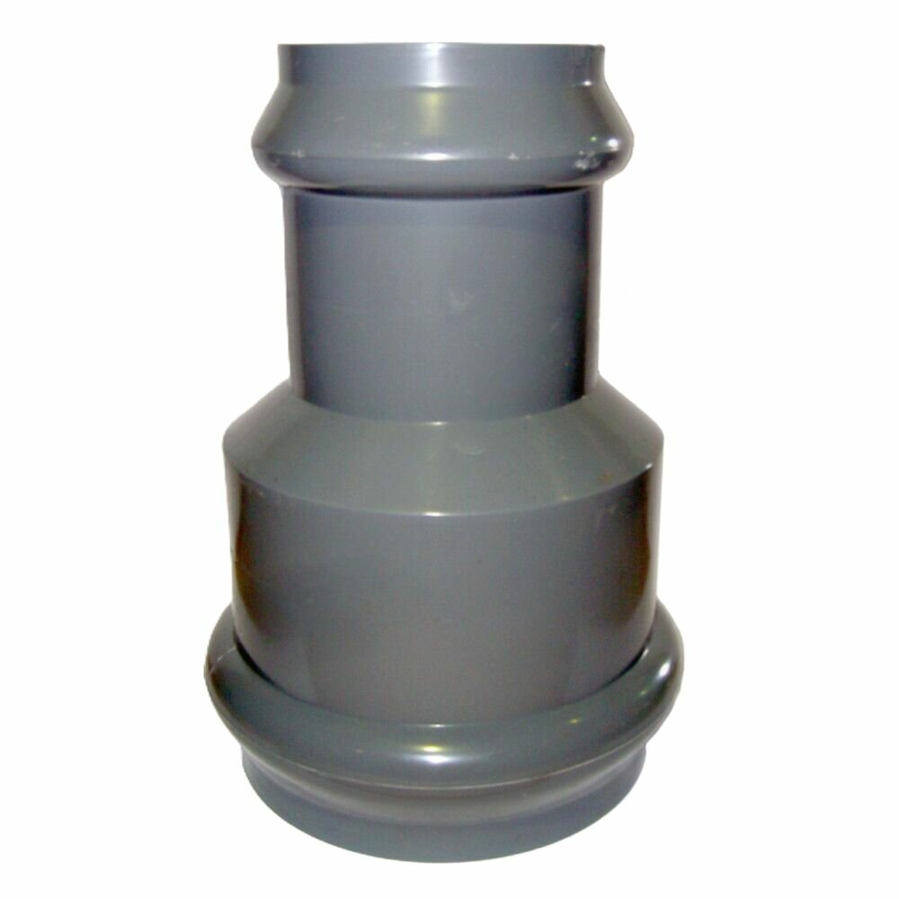 Муфта НПВХ SDR26 переходная Дн 160х110 Ру10 серая напорная раструбная под соединение с уплотнительным кольцом в/к Aquaviva AQV160110