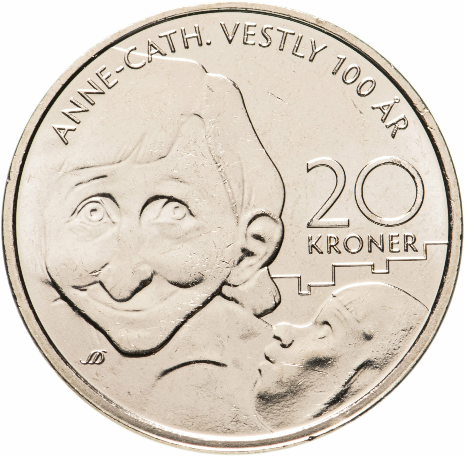 Норвегия 20 крон 2020 "100 лет Анне-Катарина Вестли", МНЦ медь-никель-цинк, в сохранности UNC