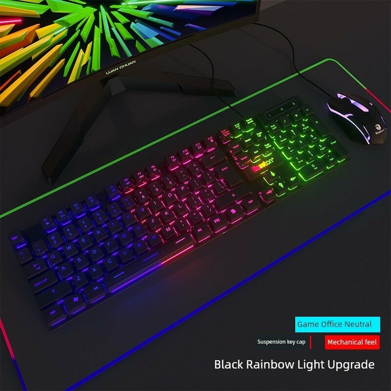 Механическая клавиатура и мышь для игр, настольных компьютеров, ноутбуков, проводные, для офиса, для набора текста, для