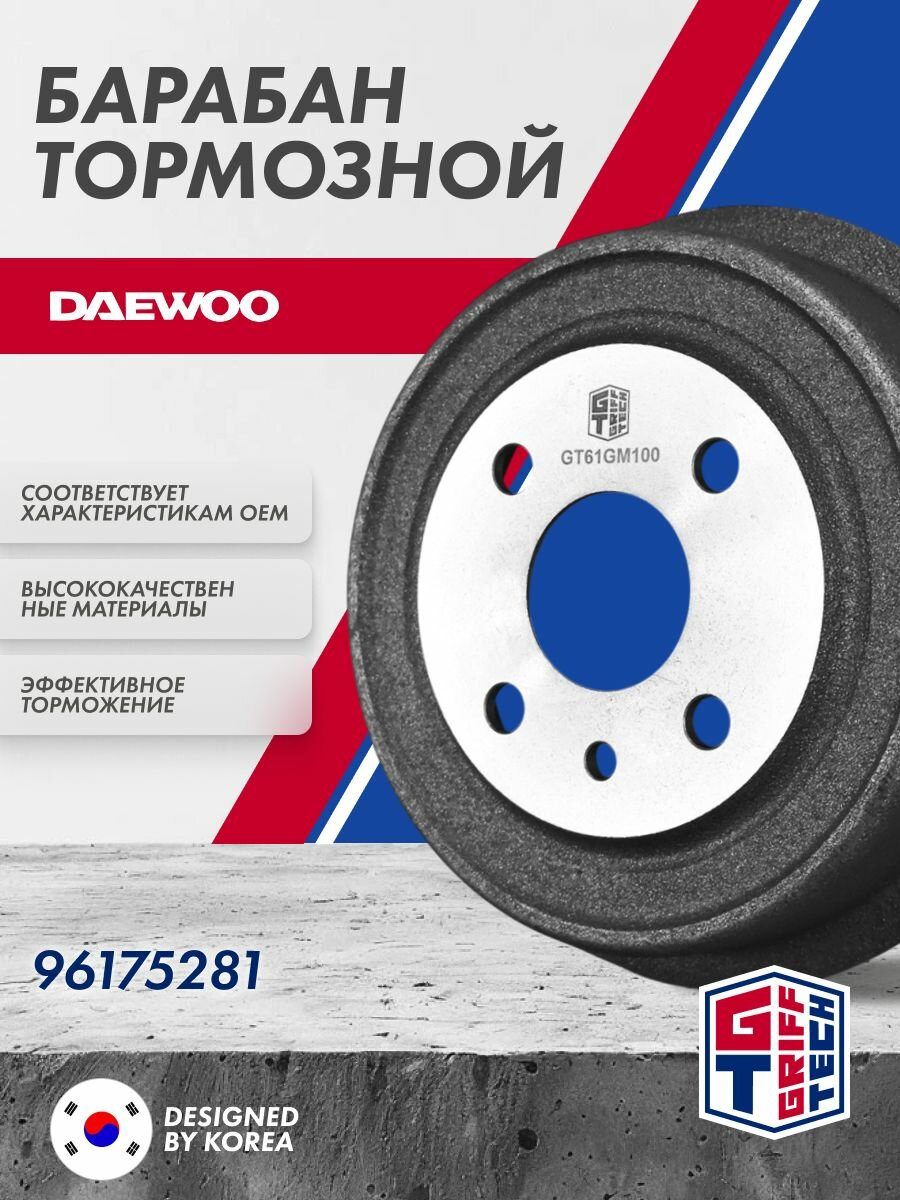 Барабан тормозной для DAEWOO Nexia DAEWOO Espero 1991 - 1999 1994 - 2008 96175281