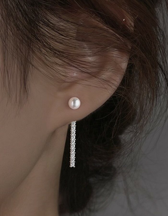 Серьги двусторонние, с подвесками, кристалл, жемчуг имитация