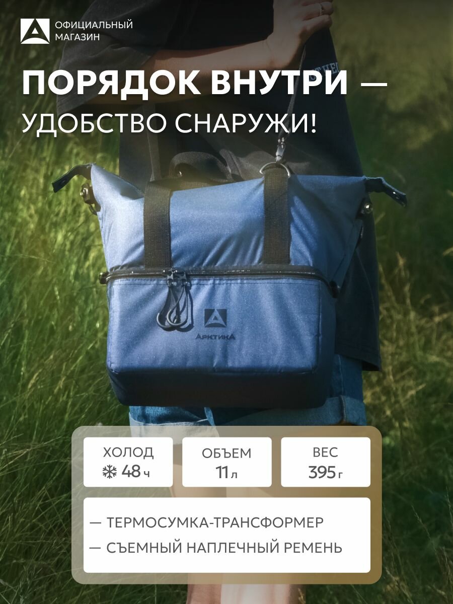 Термосумка холодильник 11л шоппер для продуктов 3600-11 две секции