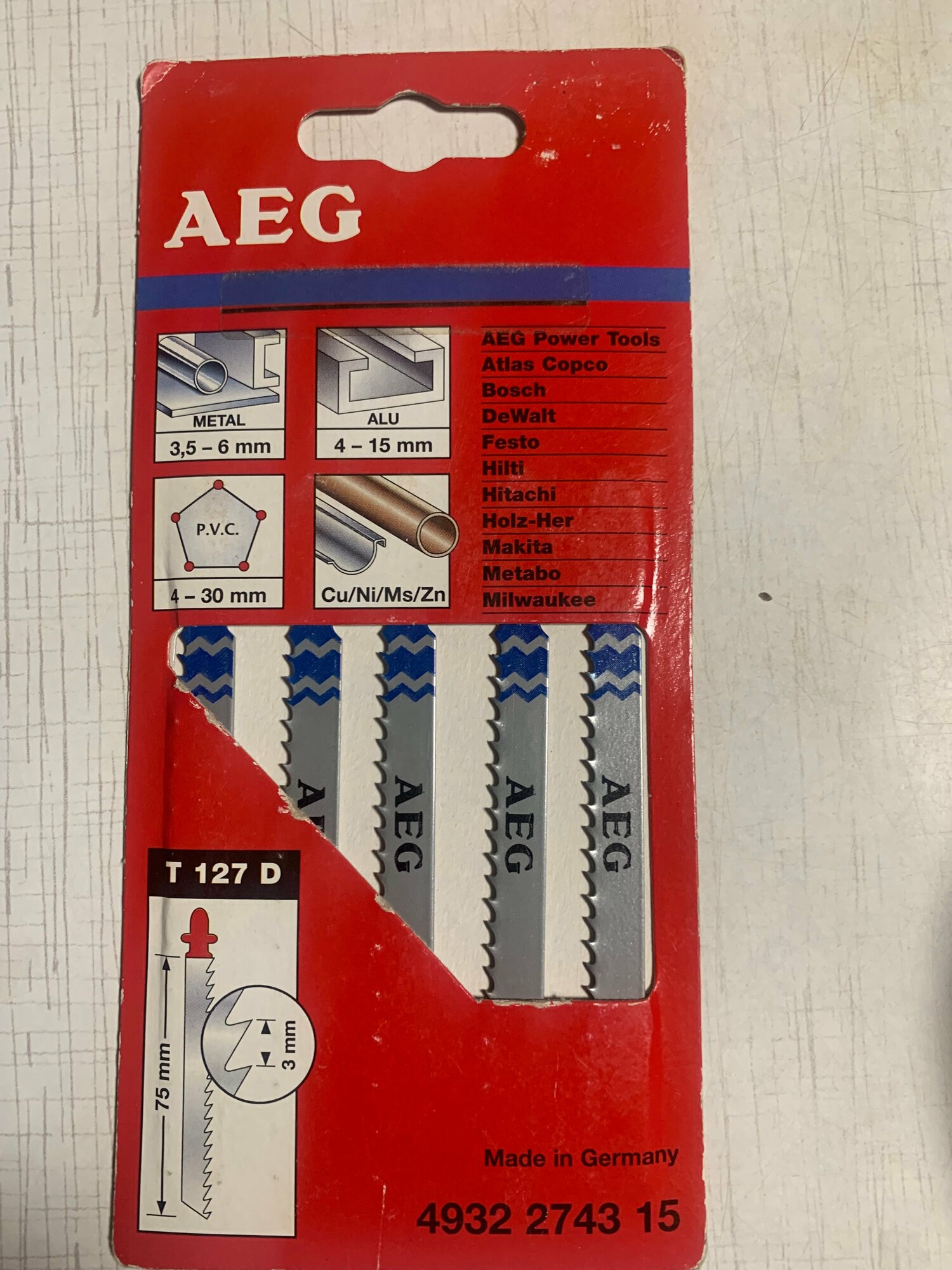 Пилки для лобзика AEG T127D