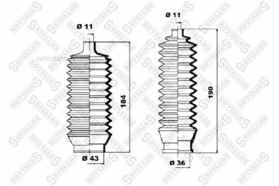 STELLOX 1472005SX пыльник рейки рулевой левый! без г/у\ Mitsubishi Galant E11A-E16A 84-87