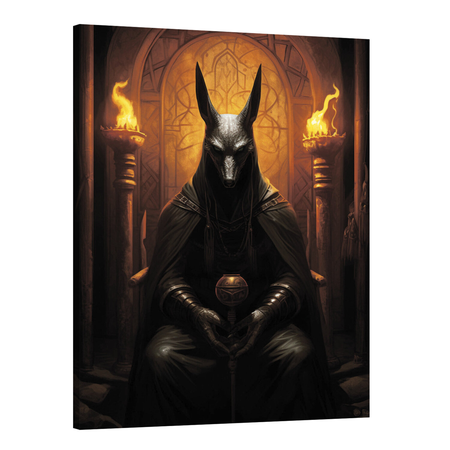 Интерьерная картина 50х70 "Анубис: покровитель загадок и тайн мира"