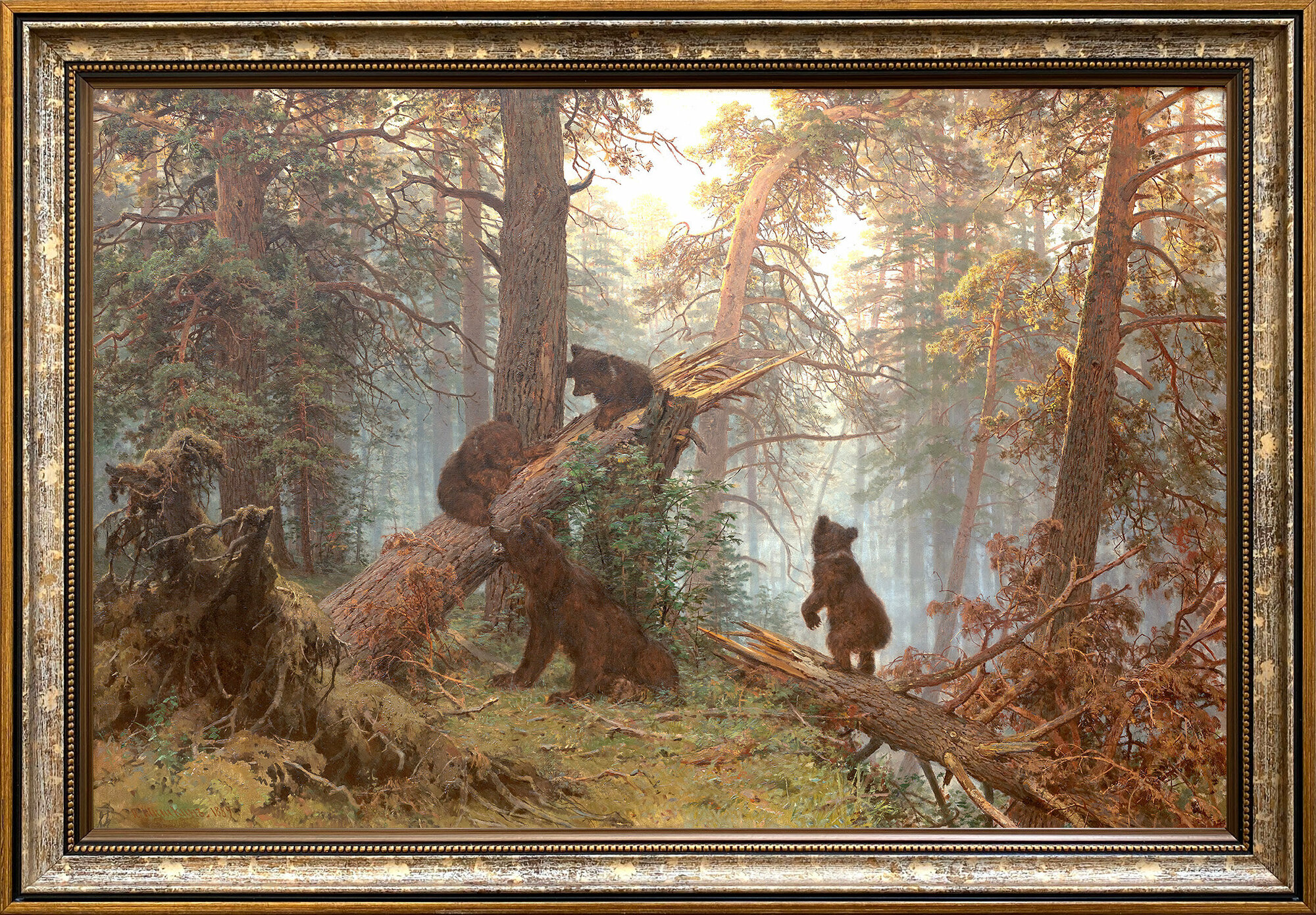 Репродукция картины И. И. Шишкин "Утро в сосновом лесу" 35х47