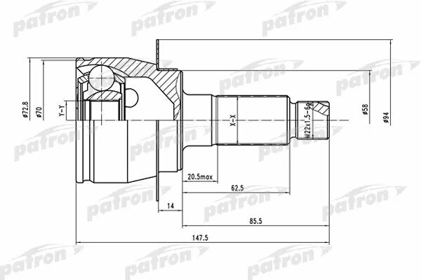 PATRON PCV1558 ШРУС наружный 28x58x29 SUZUKI SX4 RW415/RW416/RW419/RW420 06-