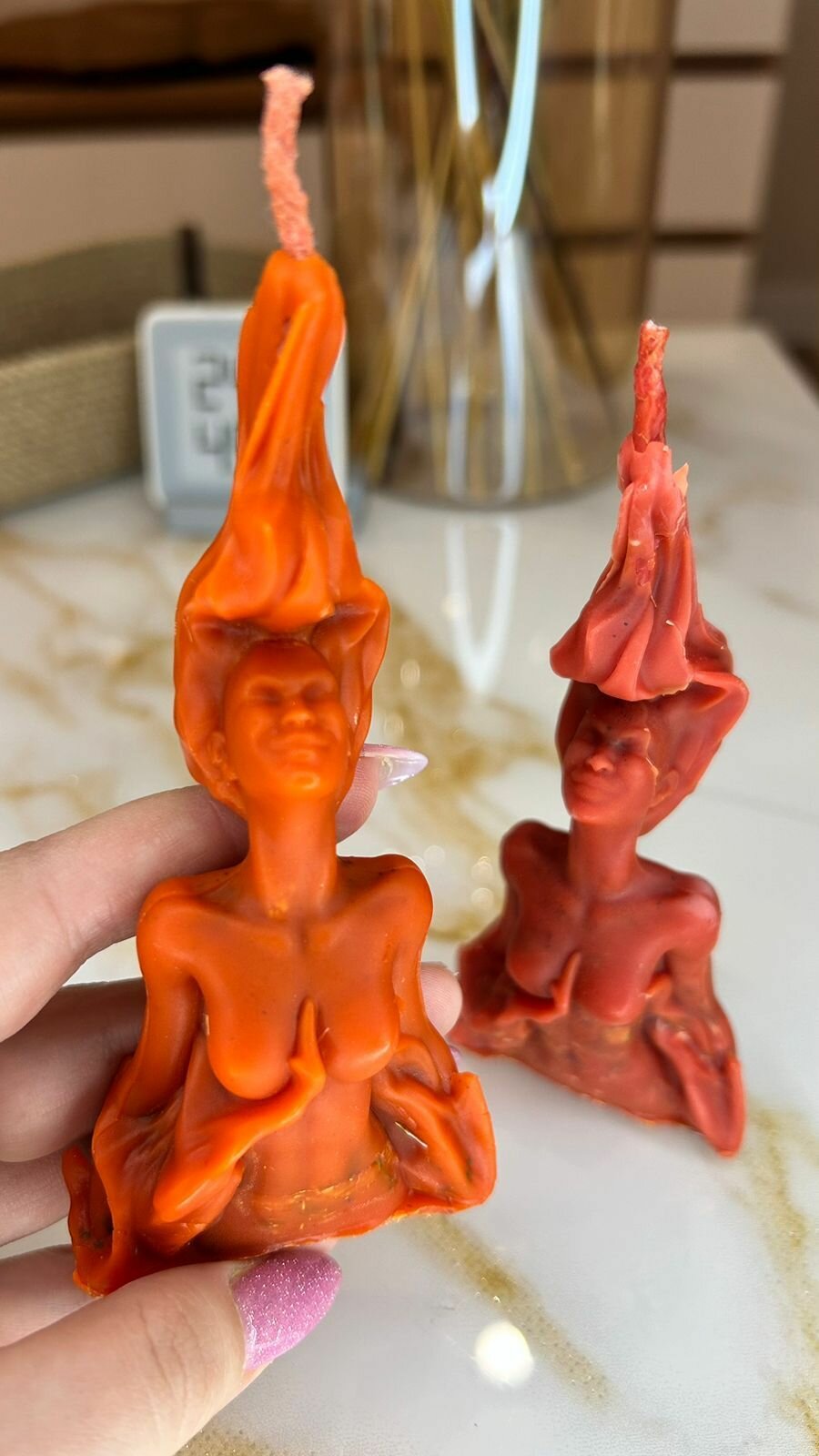 Свеча ручной работы "женщина огонь" 14 февраля