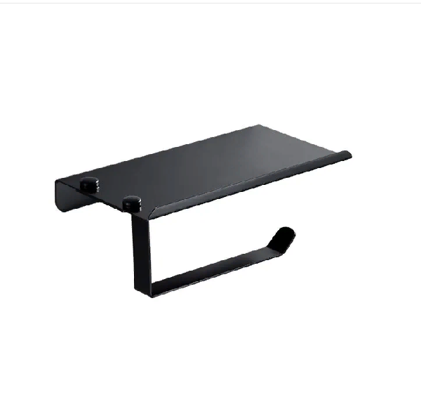 Бумагодержатель с полкой авиац. алюминий, черный ACCOONA A11605-4