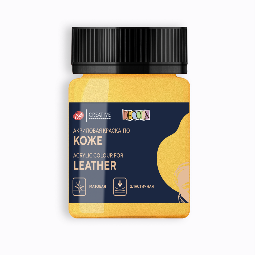 Краска акриловая по коже для декоративного творчества цвет №965 Золото банка 50мл Decola