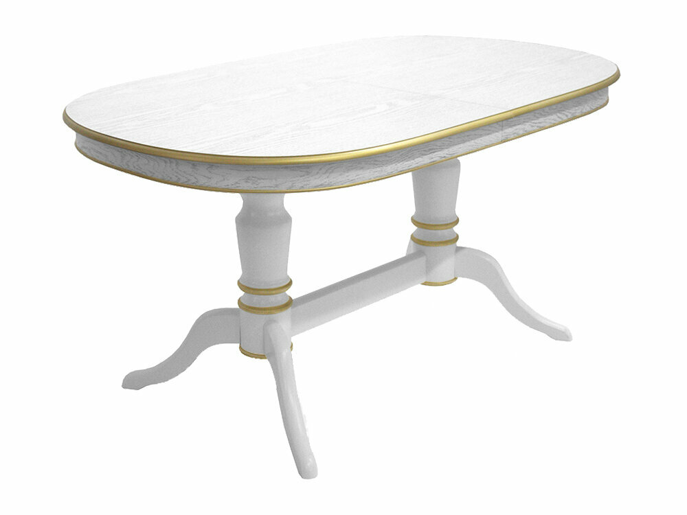Стол обеденный большой раздвижной София-3 (1500-2380)x960 деревянный, эмаль белая, с патиной золото ALP00014459