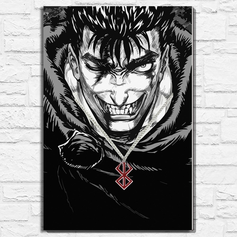 Картина по номерам на холсте аниме Берсерк (Berserk, Гатс, Арт, Манга, портрет, epic) - 13545 В 60x40