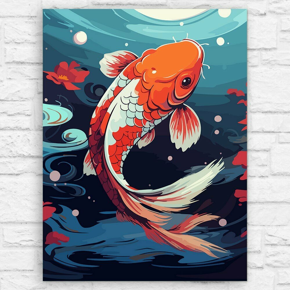 Картина по номерам на холсте эстетика Карп (кои, рыбка) - 14102 В 30х40