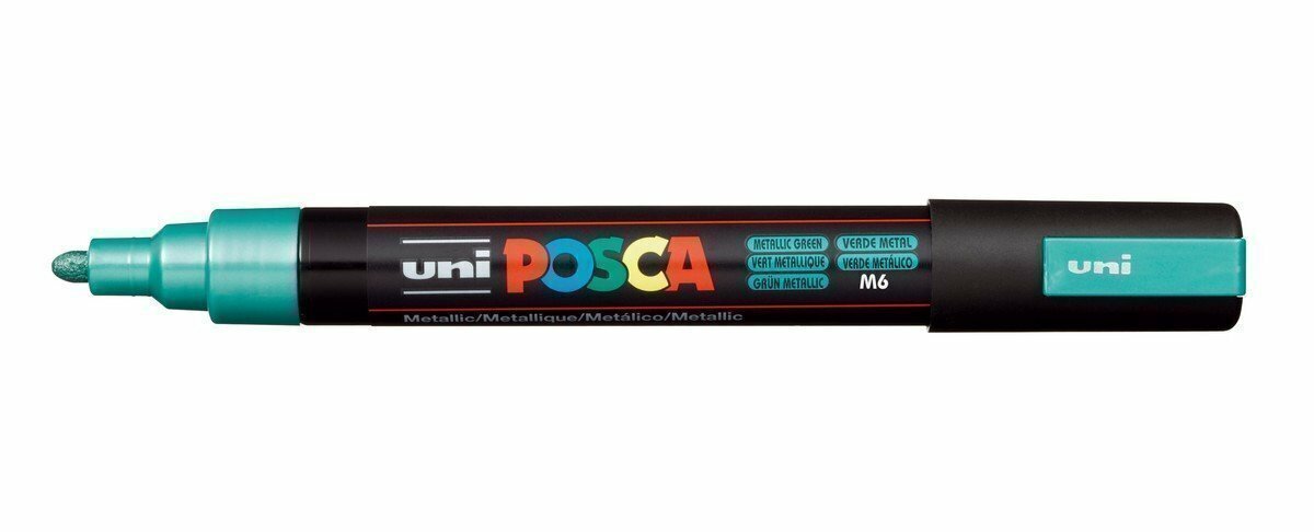 Маркер Uni POSCA PC-5M М6 зеленый металлик 1,8-2,5 мм пулевидный 1 шт