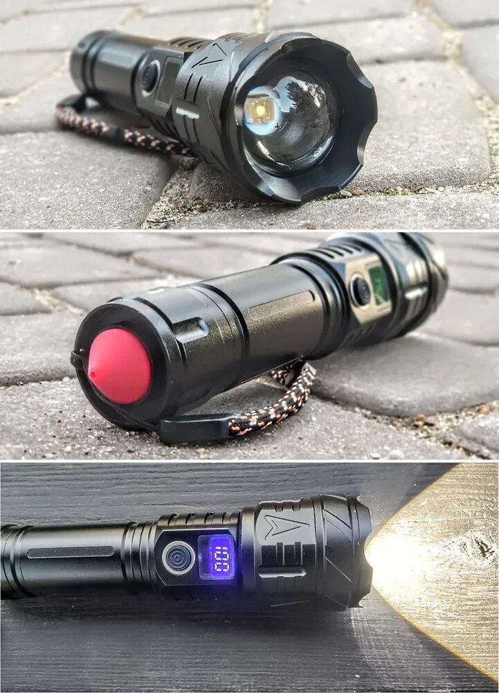 Фонарь YYC-6025-PM20-TG, с индикацией заряда, USB-зарядкой, ударопрочный, IP23