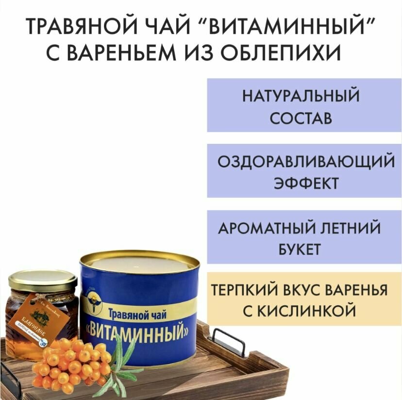 Листовой чай Витаминный с вареньем из облепихи - подарочный набор Благоедов