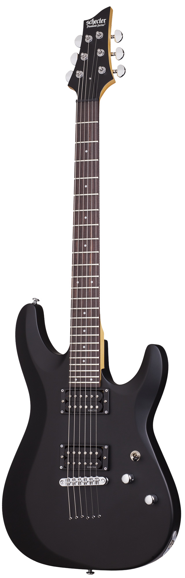 SCHECTER C-6 DELUXE SBK - электрогитара, 24 лада. Корпус: липа. Гриф: клен. Накладка грифа: палисандр. Звукосниматели: Н/Н Schecter Diamond Plus. Переключатель звукоснимателей: 3-позиционный. Регуляторы: 1V/1Т. Цвет: матовый черный