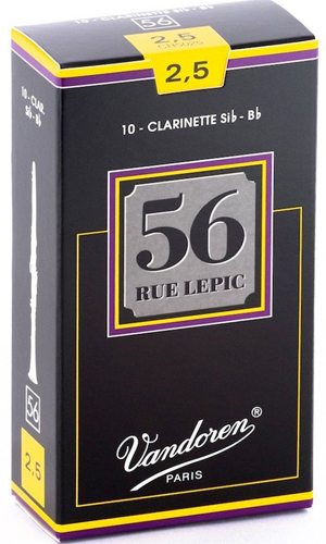 Clarinet reeds Vandoren 56 rue Lepic CR5025 - 56 rue Lepic clarinet reed with thick heel and accentuated heart with strength 2.5. Price per pack of 10 pieces