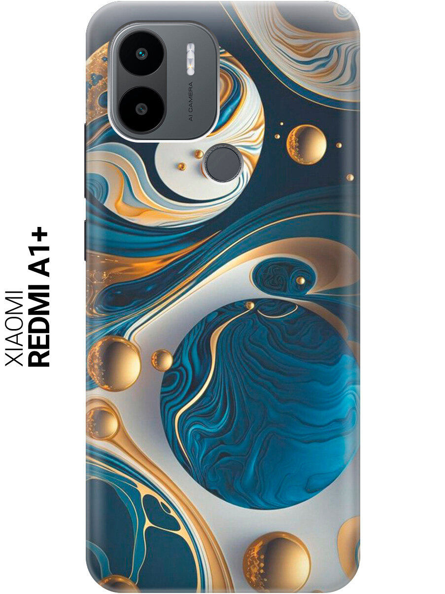 Силиконовый чехол на Xiaomi Redmi A1+ / A2+ / Poco C50 / C51 / Сяоми Редми А1 Плюс / А2 Плюс / Поко С50 / С51 с рисунком "Сине-золотые фигуры"