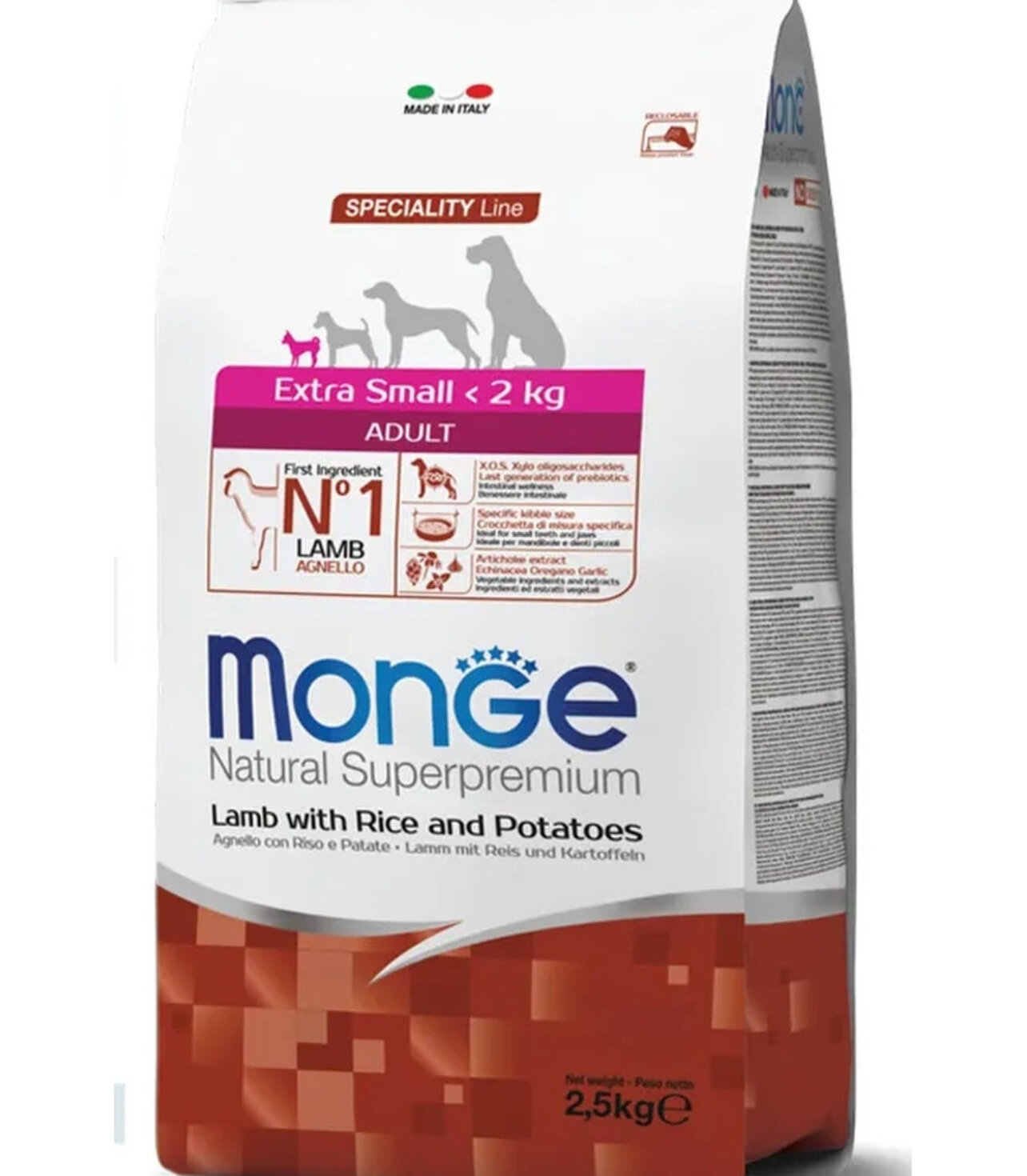 Сухой корм для собак Monge Speciality line, Ягненок, с рисом, с картофелем 1 уп. х 1 шт. х 2.5 кг (для мелких и карликовых пород)