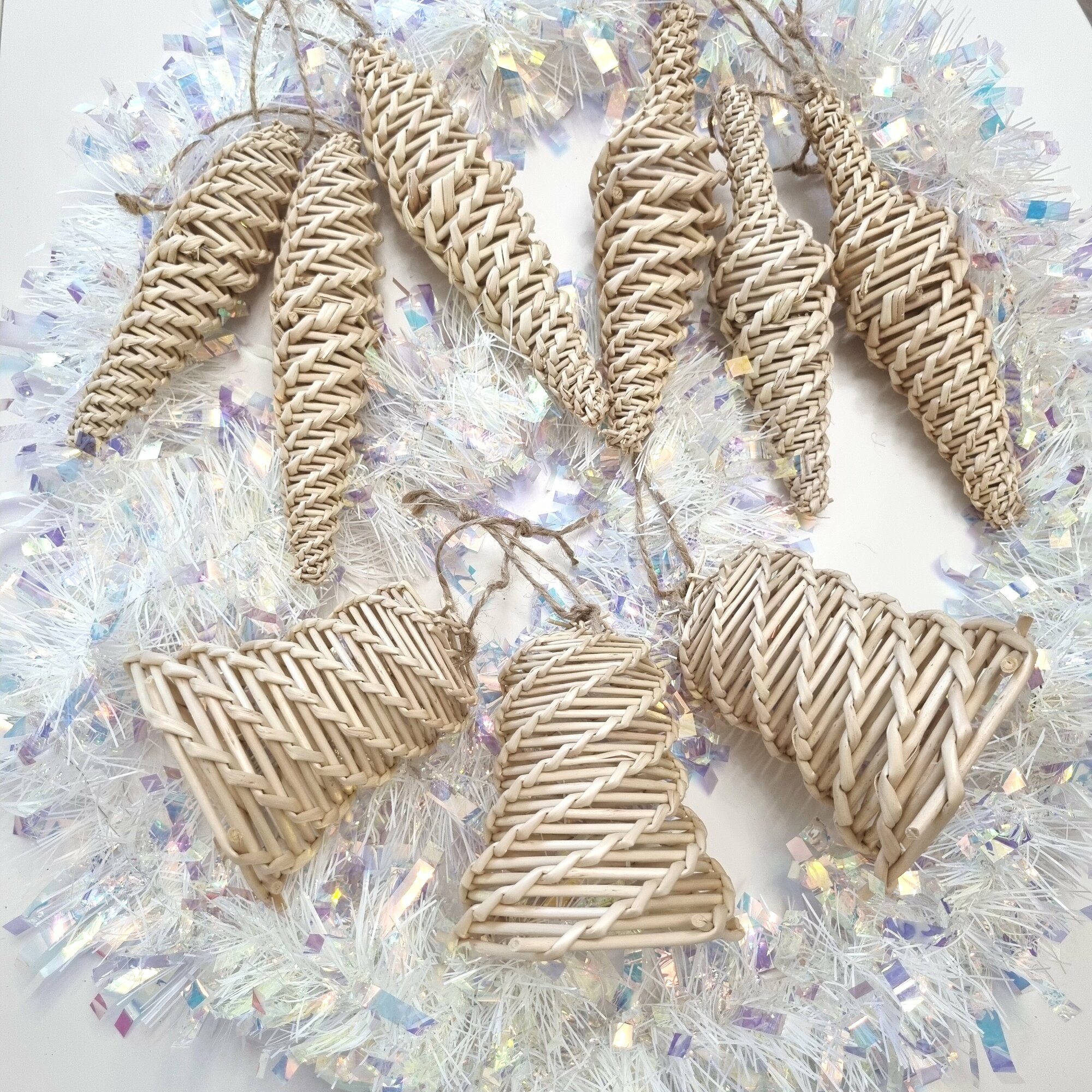 Елочные игрушки из лозы в наборе 9 шт.