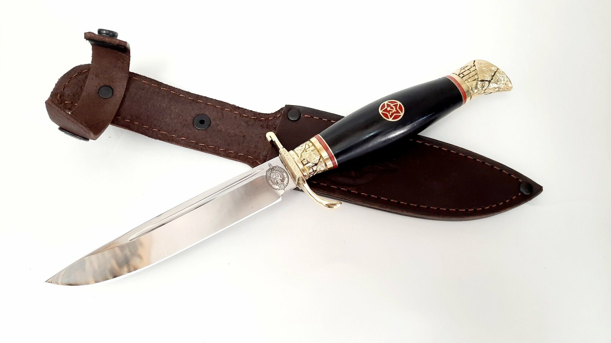 Финка НКВД со звездой, сталь 95х18, черный граб, литьё "Разлом Берлинской стены"