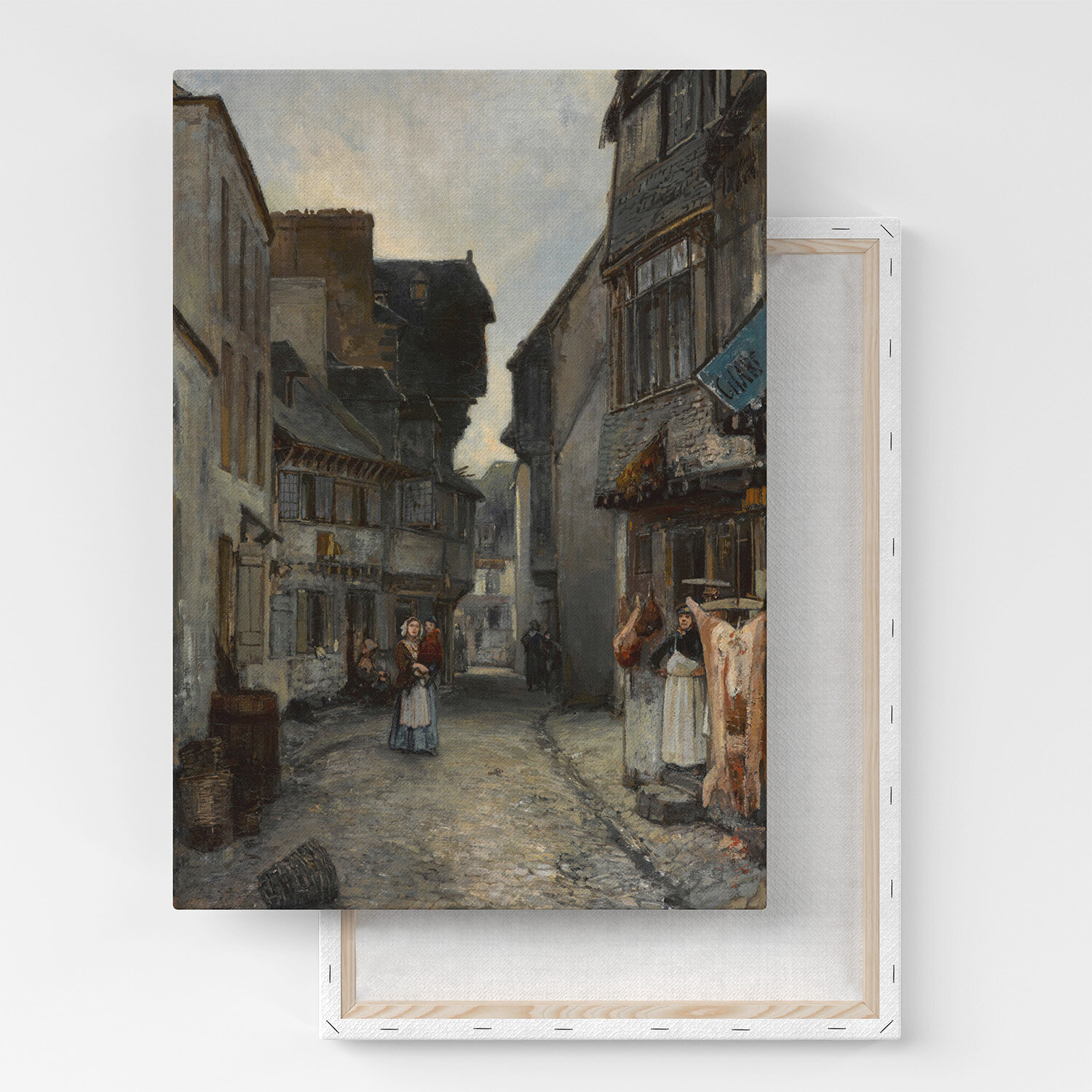 Картина на холсте, репродукция / Ян Бартолд Йонгкинд - A street in Landerneau / Размер 60 x 80 см