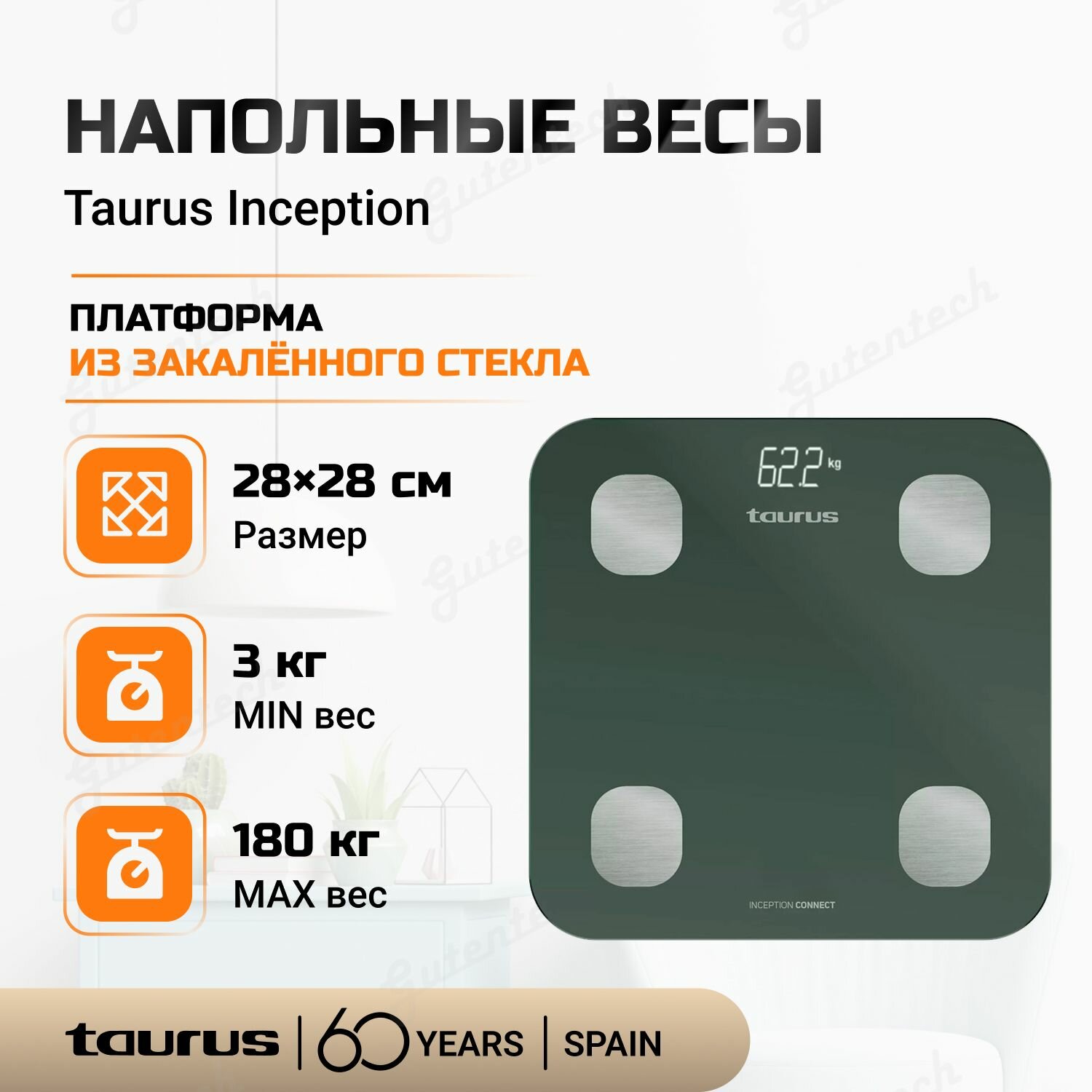 Напольные весы Taurus Inception Connect Серебристый