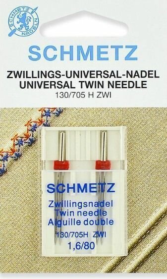 Иглы Schmetz двойные универсальные № 80/1.6 2 шт. 130/705H-ZWI