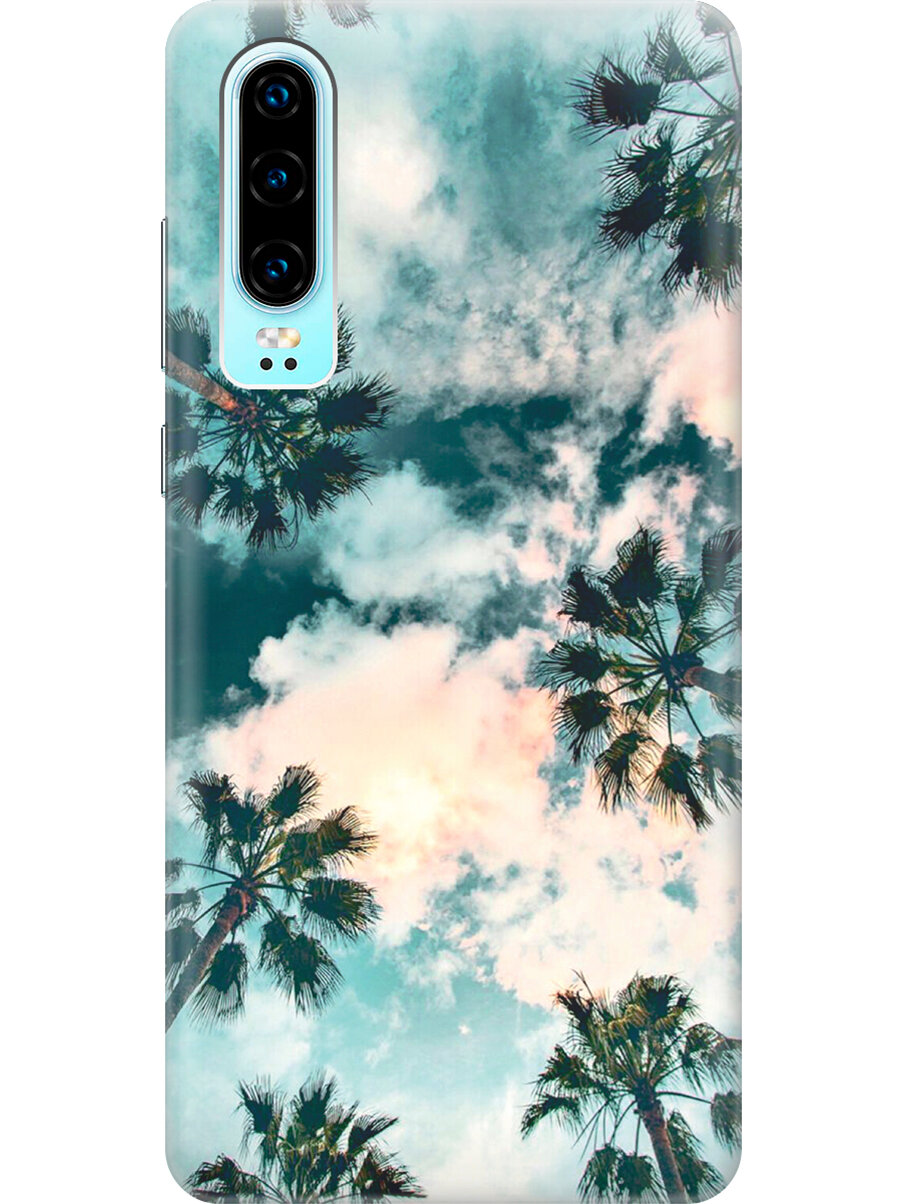 Силиконовый чехол на Huawei P30, Хуавей П30 с принтом "Отдых под пальмами"