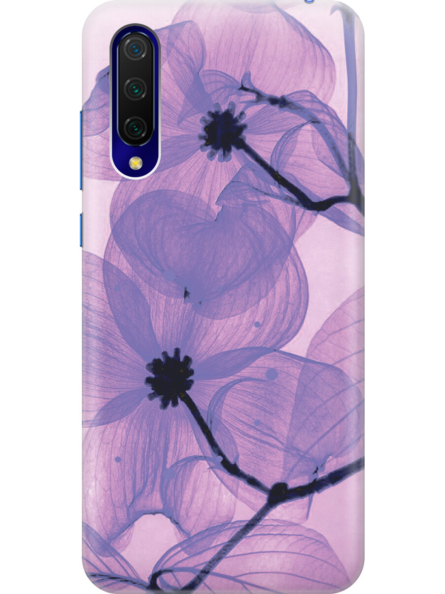 Силиконовый чехол на Xiaomi Mi 9 Lite, CC9, Сяоми Ми 9 Лайт, Ми СС9 с принтом "Цветы в сиреневом"