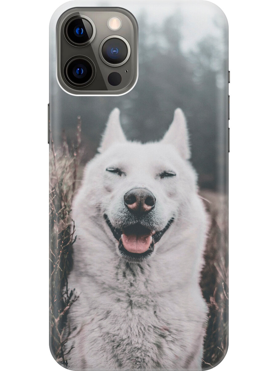 Силиконовый чехол на Apple iPhone 12 Pro Max / Эпл Айфон 12 Про Макс с рисунком "Довольный пес"