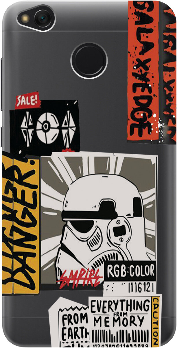 Силиконовый чехол на Xiaomi Redmi 4X, Сяоми Редми 4Х с 3D принтом "Stormtrooper Stickers" прозрачный